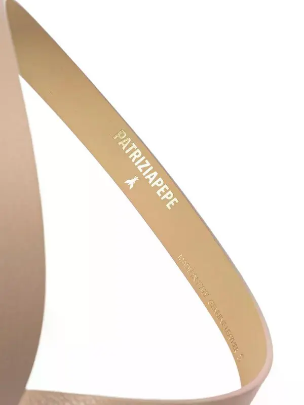 Patrizia Pepe Grained Leather Belt With Gold-tone Buckle - Neutrals