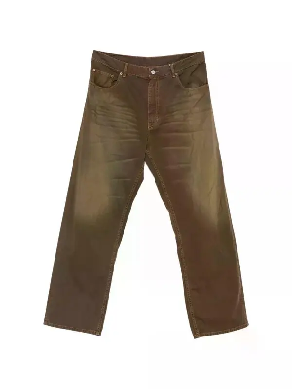 MAISON MARGIELA Belt-loop Logo-patch Trousers - Brown
