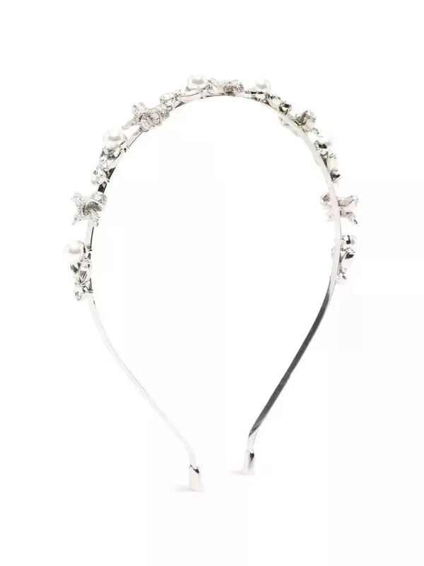 SELF-PORTRAIT Crystal-embellished Bow Headband - Silver
