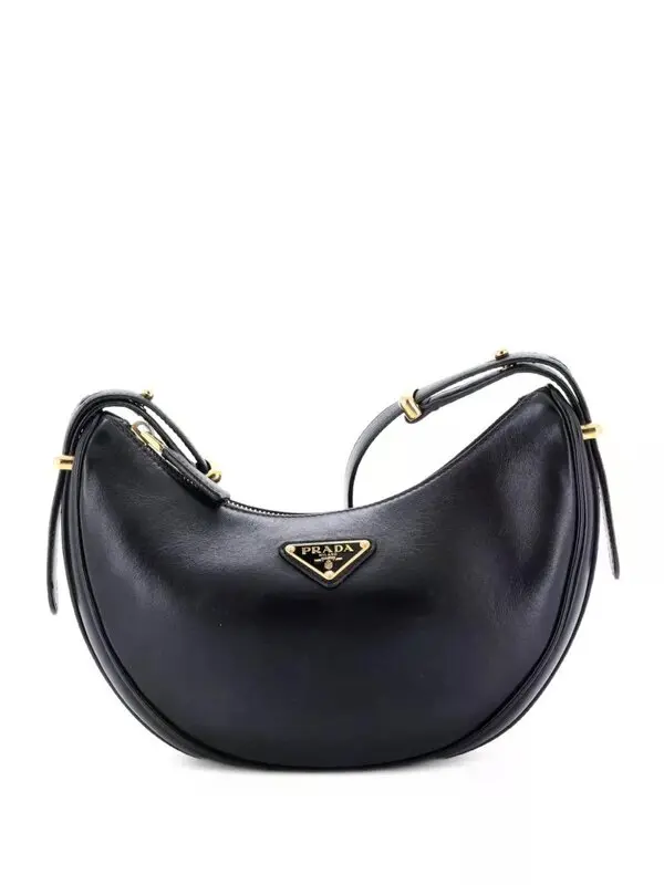 Prada Arque Half Moon Leather Small Hobo Bag - Black