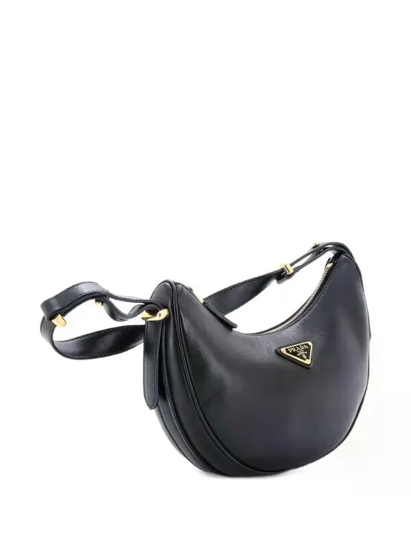 Prada Arque Half Moon Leather Small Hobo Bag - Black