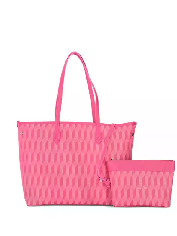 AU DEPART Tote 47 Monogram-jacquard Leather-trim Tote Bag - Pink