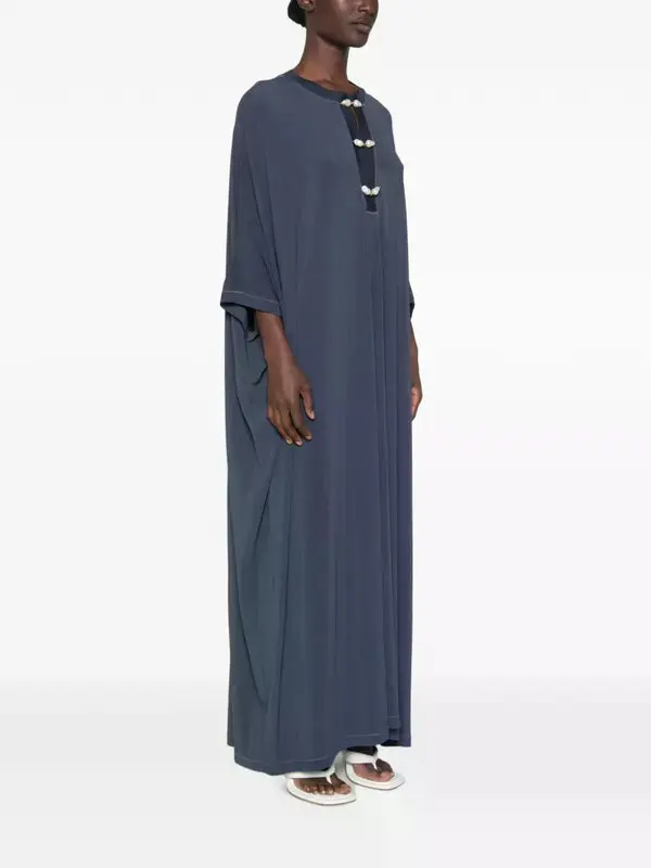 Marina Rinaldi Pearl-embellished Kaftan Maxi Dress