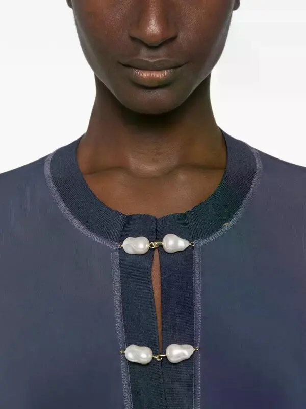 Marina Rinaldi Pearl-embellished Kaftan Maxi Dress