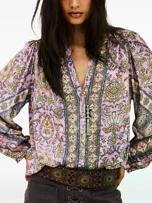 Ba&sh Simi Puff-sleeve Blouse - Purple