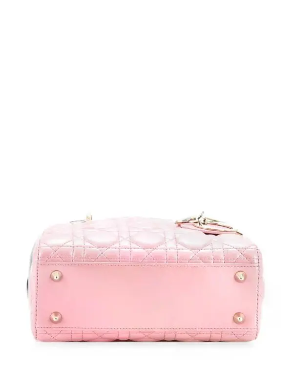 Dior Lady Bag Iridescent Cannage Quilt Lambskin Small Shoulder Bag - Pink