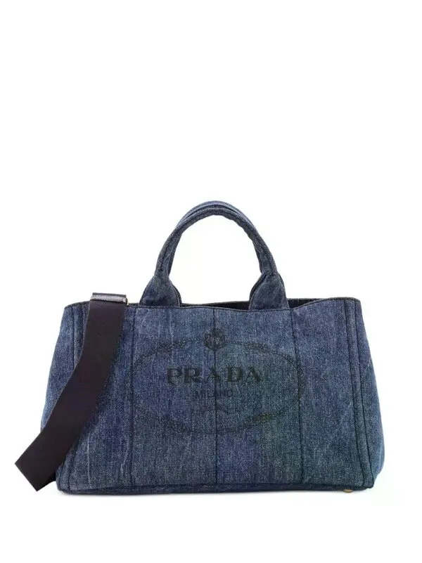 Prada Canapa Convertible Tote Bag - Blue