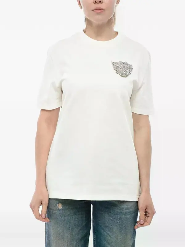 JIL SANDER Jewel-pin Cotton T-shirt - Neutrals