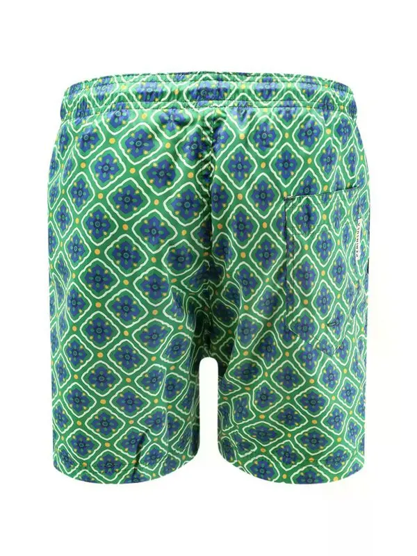 PENINSULA SWIMWEAR Pantelleria Geometric-print Swim Trunks - Green