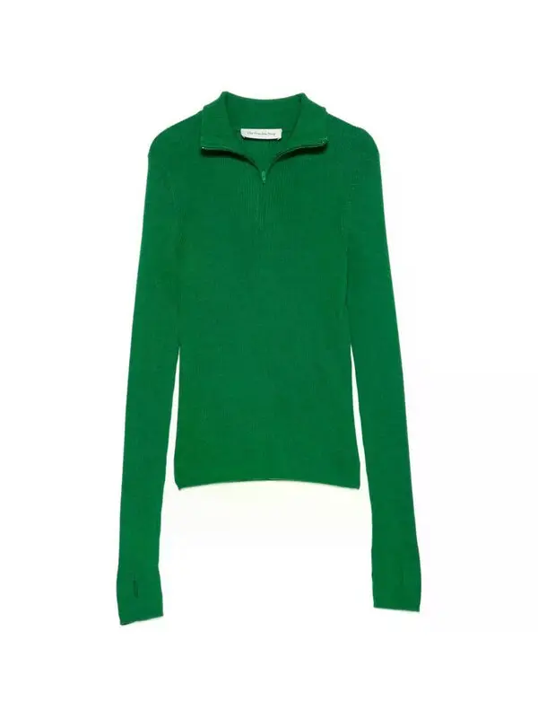 THE FRANKIE SHOP Sade Ribbed-knit Half-zip Sweater - Green