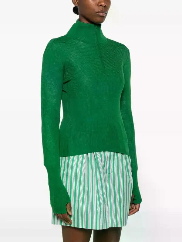 THE FRANKIE SHOP Sade Ribbed-knit Half-zip Sweater