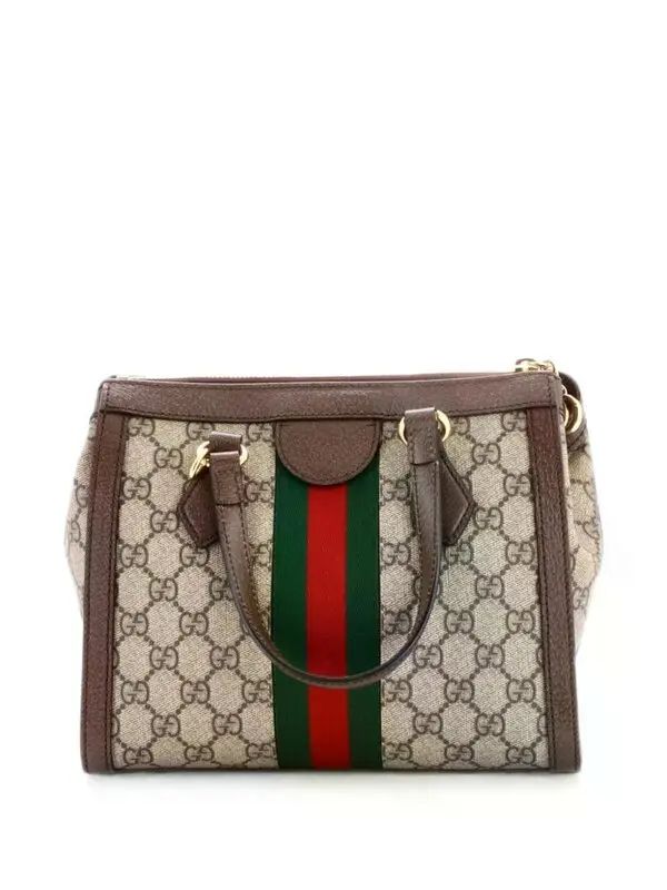 Gucci Ophidia Top Handle Gg Coated Canvas With Leather Small Tote Bag