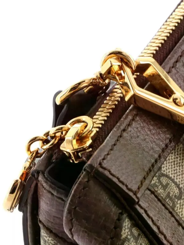 Gucci Ophidia Top Handle Gg Coated Canvas With Leather Small Tote Bag