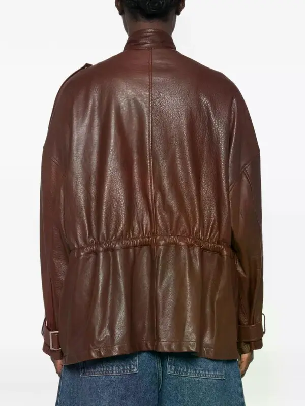 GIORGIO BRATO Leather Zip-up Jacket - Brown
