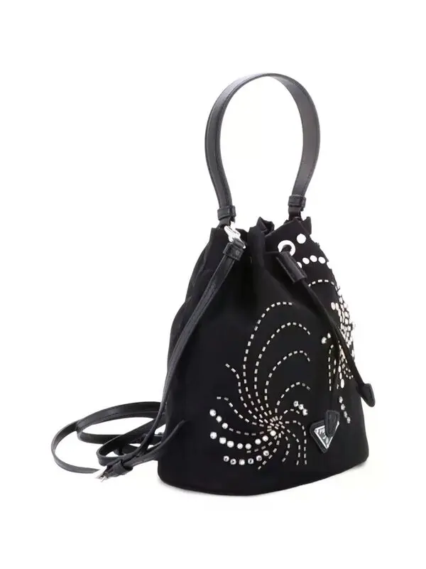 Prada Embellished Re-nylon Mini Bucket Bag