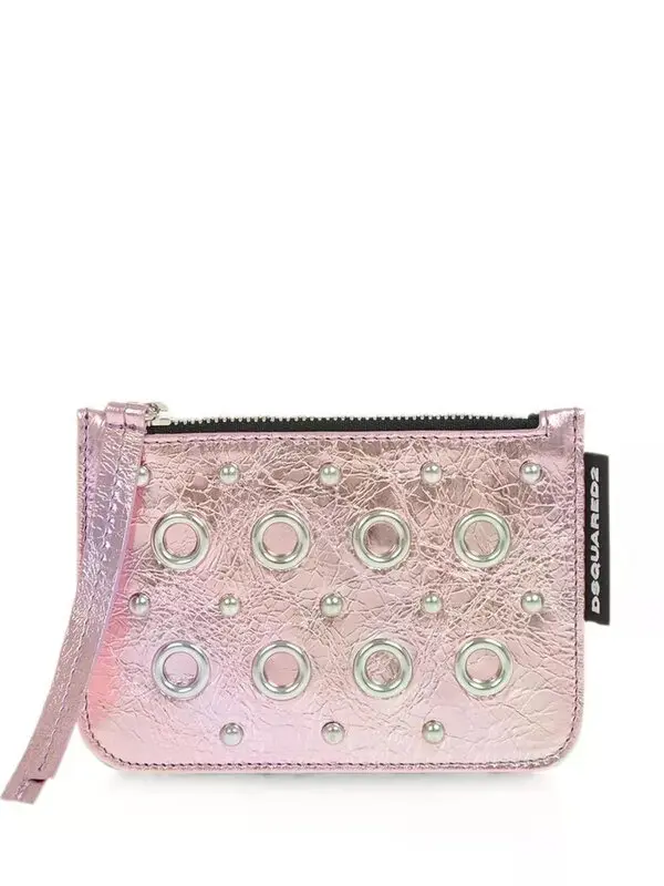 Dsquared2 Eyelet-embellished Leather Card Holder - Pink