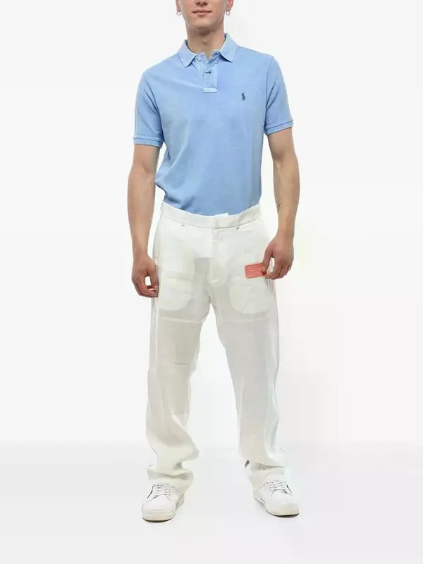 Off-White Logo-patch Linen-blend Trousers