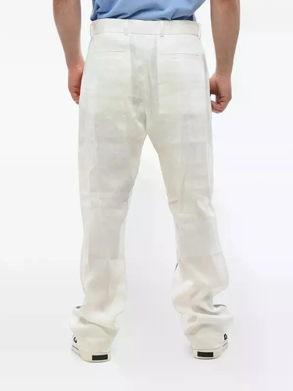 Off-White Logo-patch Linen-blend Trousers