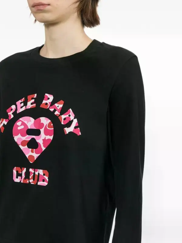 AAPE BY *A BATHING APE Apee™ A Bathing Ape® Camouflage Heart Logo Long Sleeve T-shirt - Black