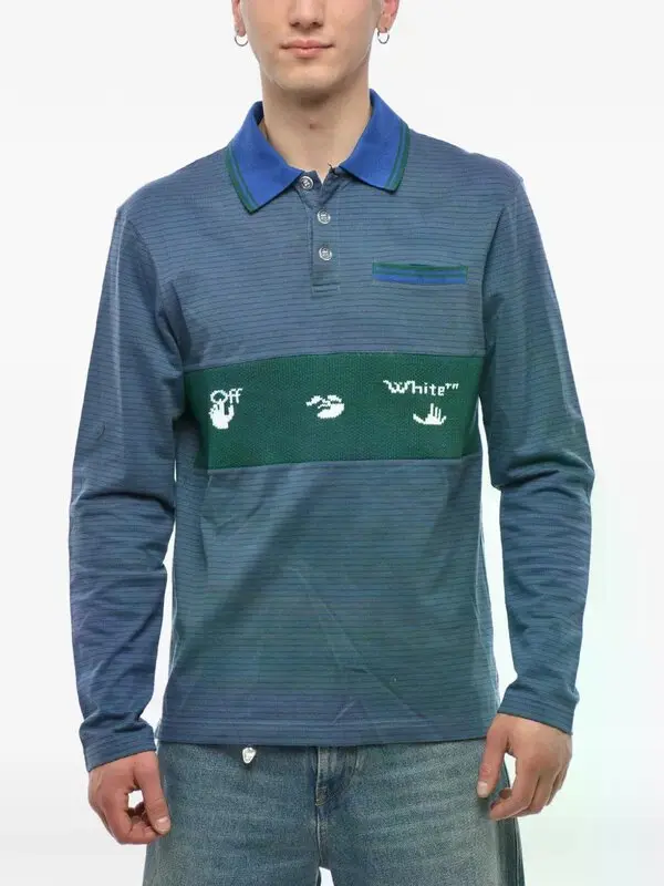 Off-White Logo-embroidered Striped Polo Shirt