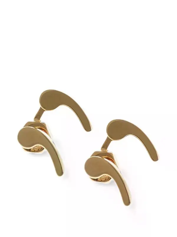Off-White Metal Quote Earrings - Gold