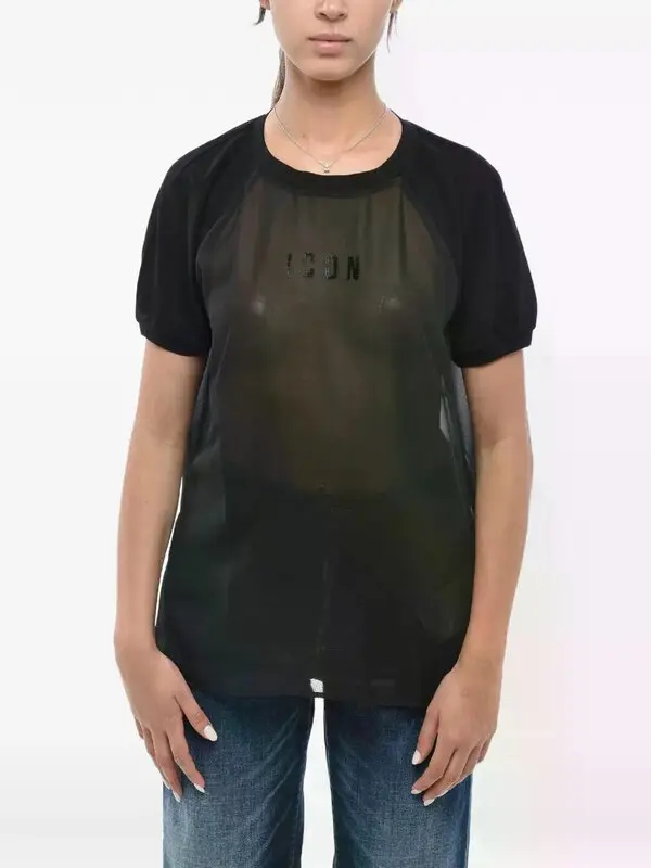 Dsquared2 Icon Rhinestone-embellished Sheer T-shirt - Black