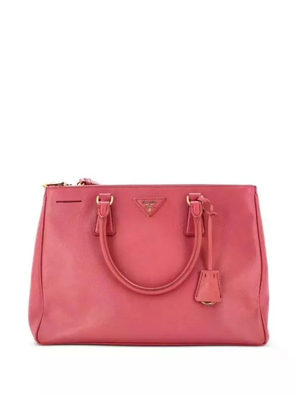Prada Double Zip Lux Saffiano Leather Tote Bag - Pink