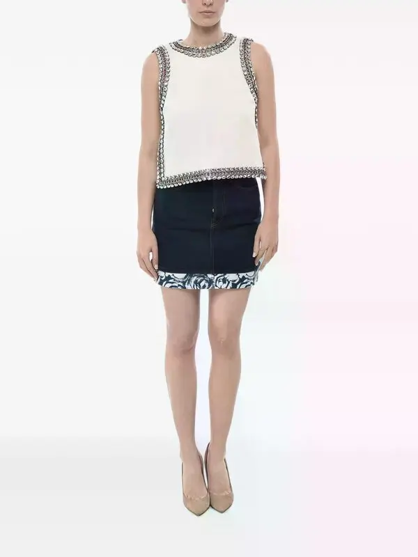 Gucci Sleeveless Top With Jeweled Edges - Neutrals