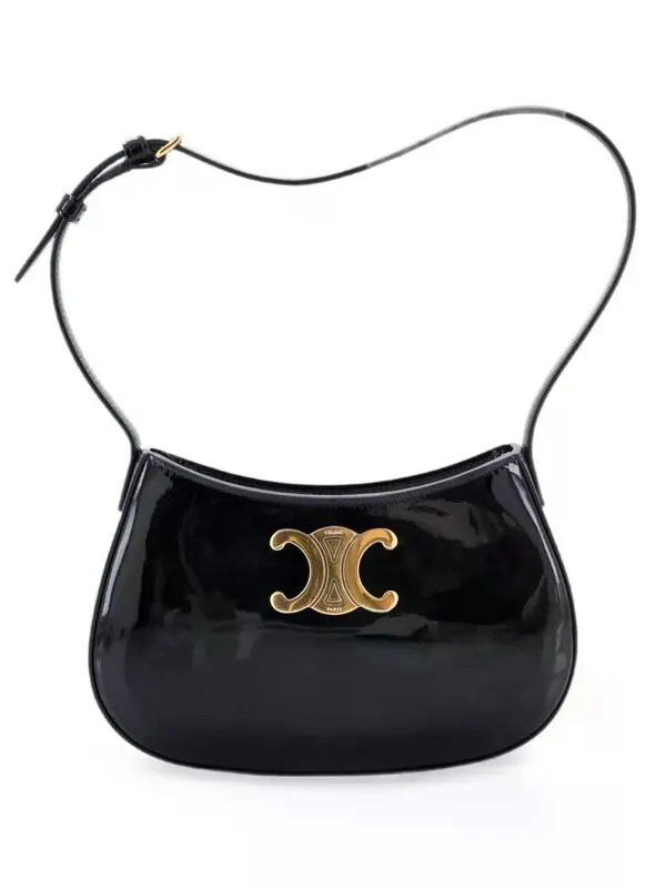 Celine Triomphe Tilly Bag Patent Medium Shoulder Bag - Black