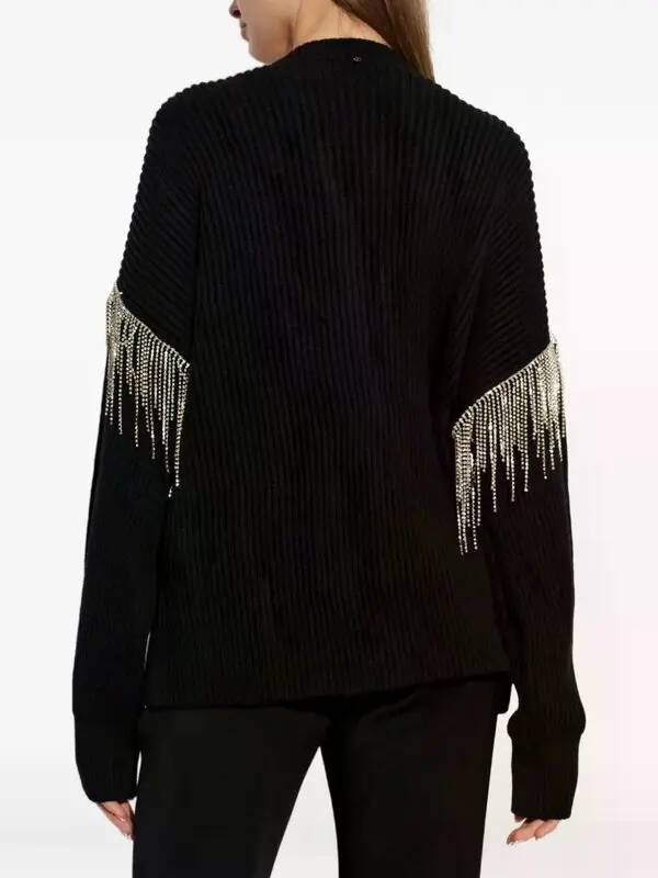 Sportmax Crystal-fringe Ribbed-knit Cardigan