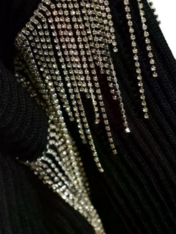 Sportmax Crystal-fringe Ribbed-knit Cardigan