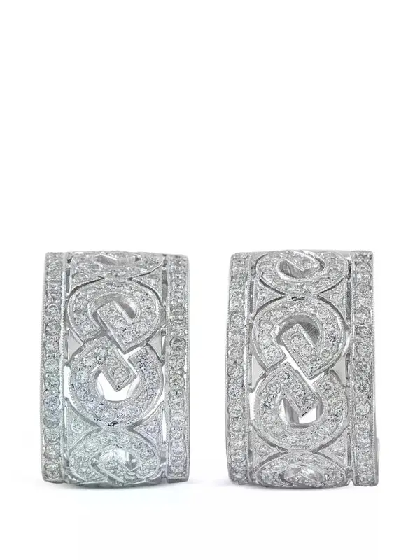 LB EXCLUSIVE 18k White Gold Diamond Open-work Earrings - Silver