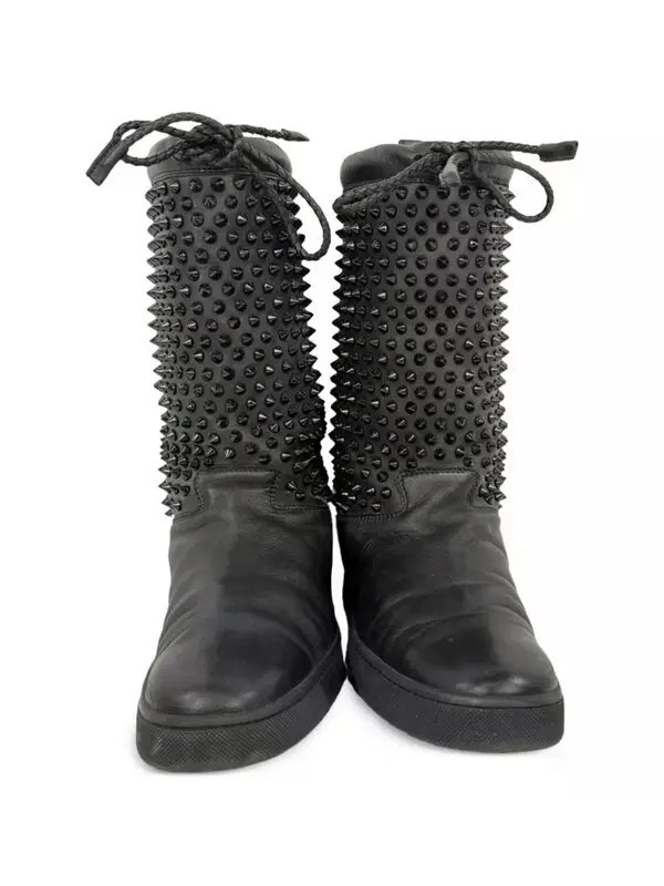 CHRISTIAN LOUBOUTIN Leather Spiked Mid-calf Boots
