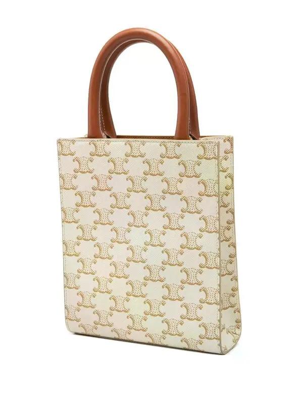 Celine 2021 Mini Triomphe Coated Canvas Vertical Cabas Satchel