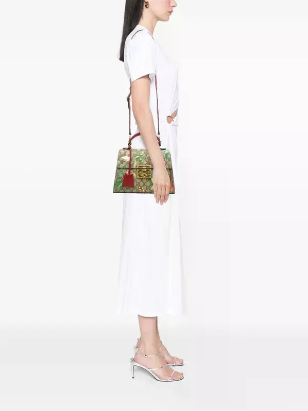 Gucci Gg Supreme Tian Padlock Satchel - Neutrals