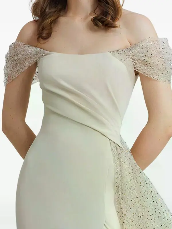 GEMY MAALOUF Off-the-shoulder Draped Sequin Tulle Maxi Dress