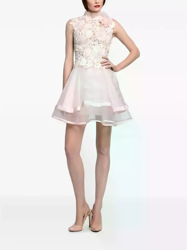GEMY MAALOUF Sleeveless Floral Lace Peplum Top - Pink
