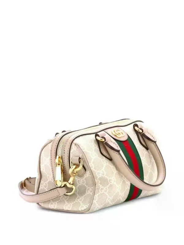 Gucci Ophidia Convertible Boston Bag Gg Coated Canvas Mini Satchel - White