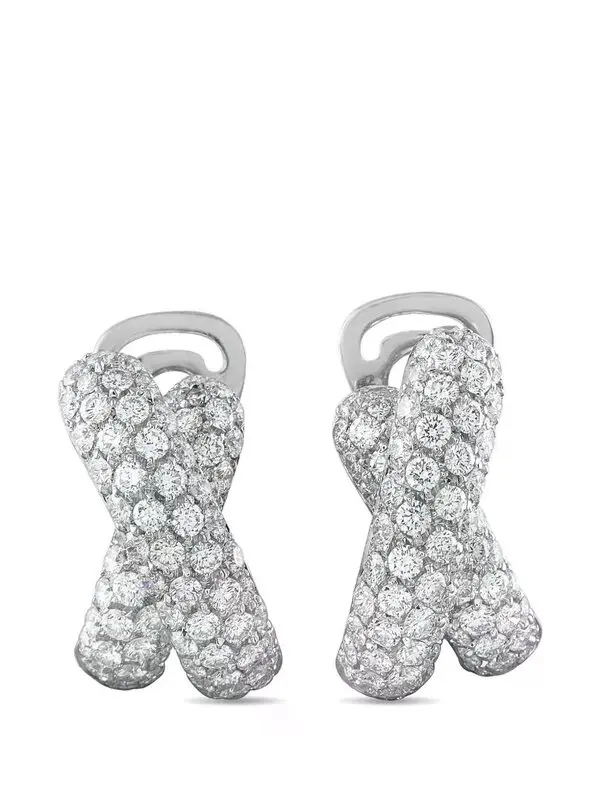 LB EXCLUSIVE 18k White Gold Diamond Crossover Earrings - Silver