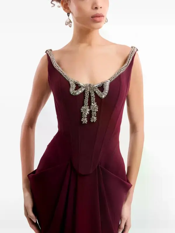 GEMY MAALOUF Embellished Bow Detail Gown