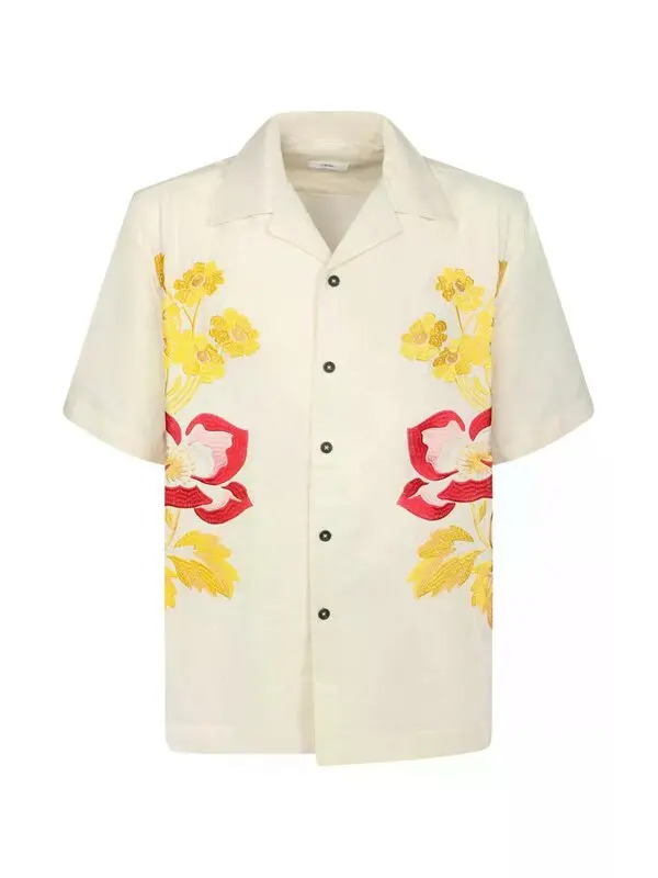 Commas Floral-embroidered Short-sleeve Shirt