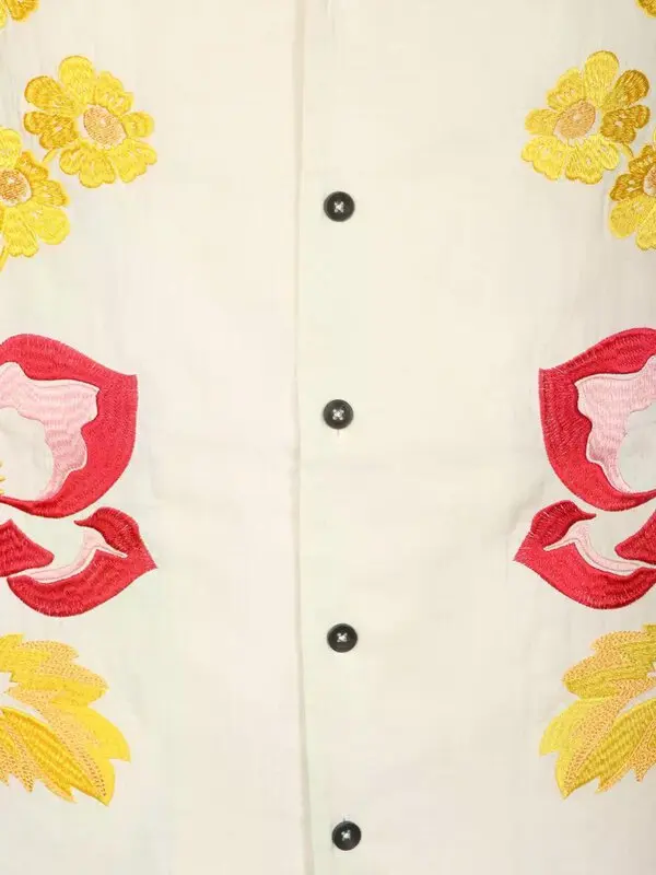 Commas Floral-embroidered Short-sleeve Shirt
