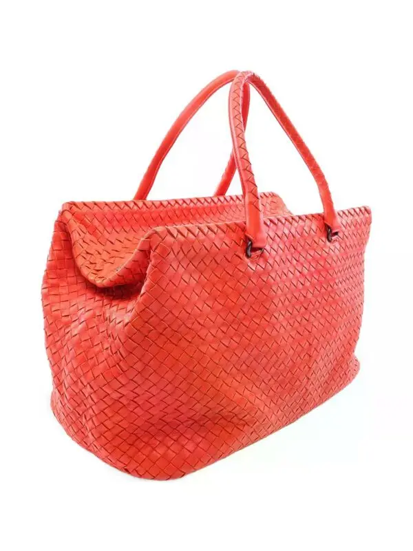 Bottega Veneta Woven Leather Tote Bag - Red