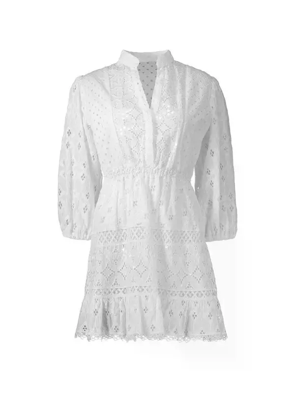 Temptation Positano Citronella Broderie Anglaise Sequinned Mini Dress