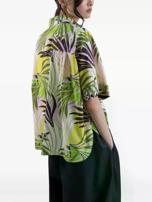 PSOPHIA Oversized Short-sleeve Tropical Print Shirt