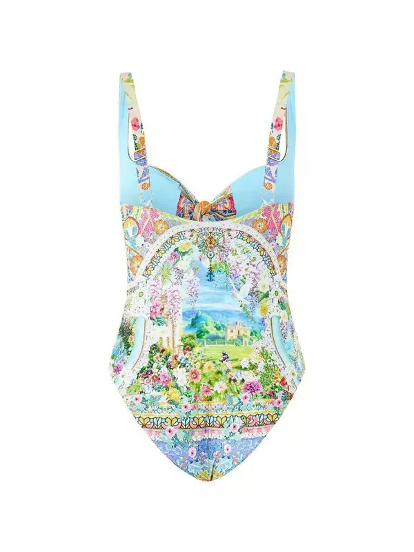 Camilla Printed Tie-front Swimsuit