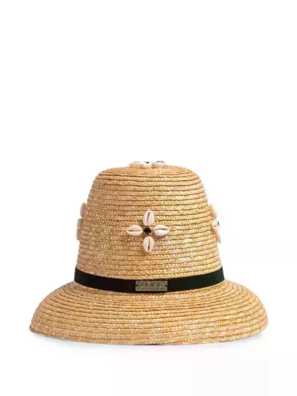 LE NINE Cross Grain Flower Shell-embellished Bucket Hat