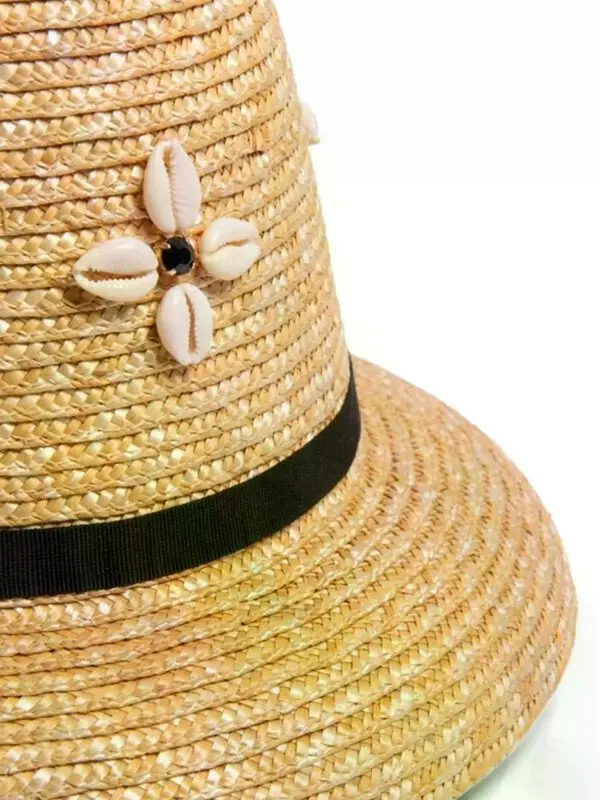 LE NINE Cross Grain Flower Shell-embellished Bucket Hat