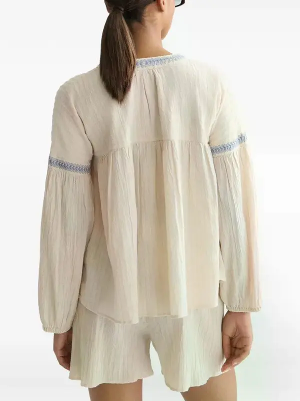 Scotch & Soda Embroidered Trim Gathered Blouse