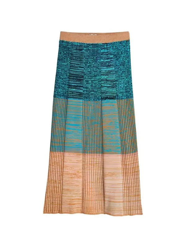 Scotch & Soda Ribbed-knit Colour-block Maxi Skirt